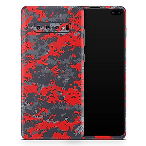 DesignSkinz Red and Gray Digital Camouflage Protective Vinyl Decal Wrap Skin Cover Compatible with The Samsung Galaxy S20 (Screen Trim & Back Glass Skin)