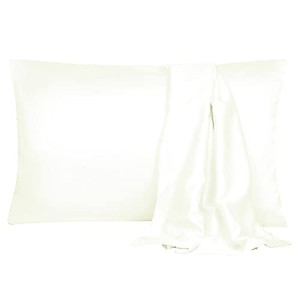 uxcell 2 Pack Silk Satin Pillowcase for Hair and Skin, Cool, Silky, Soft Breathable Pillow Cases Travel Size 14x20 Inch with Envelope Closure