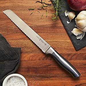 HENCKELS Graphite Razor-Sharp 8-inch Bread Knife, Cake Knife, German Engineered Informed by 100+ Years of Mastery, Gray