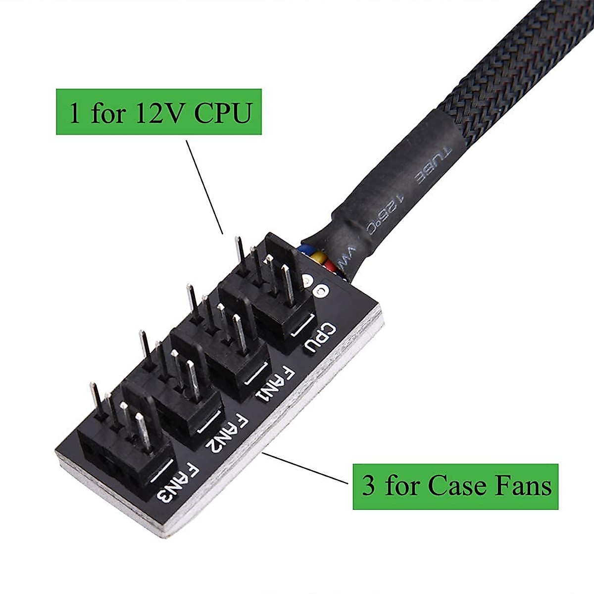 PWM Fan Hub, 4-Pin Computer CPU/Case Fan Power Multi Splitter Connector Cable Adapter for Computer Cooler Fans