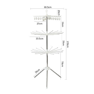 Nikou Clothes Drying Rack, Large 3-Tier Foldable Drying Rack Clothing(67H x 27W x 27L Inches), Movable Drying Rack. Multifunctional Stainless Steel Laundry Drying Rack, White