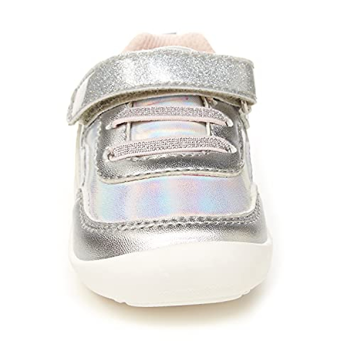 Stride Rite 360 Baby Shoes, Natasha First Walker Shoes for Girls, Khaki (Size 3),Silver