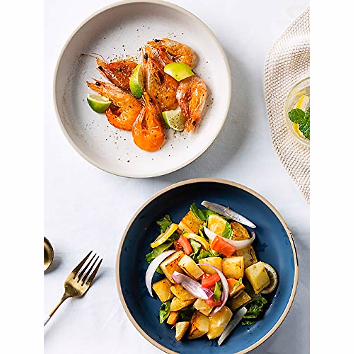 MDZF SWEET HOME 8-Inch Deep Porcelain Dinner Dishes Set, Pasta Bowls, Matte Glaze Serving Dishes Salad Dessert Bowls - 25 Oz - Set of 4