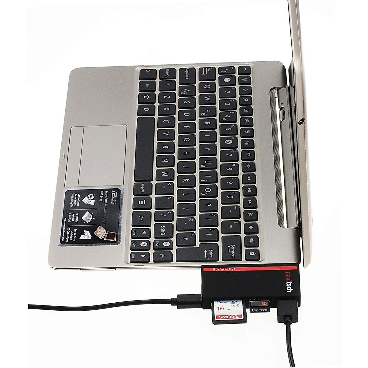 Navitech 2 in 1 Laptop/Tablet USB 3.0/2.0 HUB Adapter/Micro USB Input with SD/Micro SD Card Reader Compatible with ASUS Chromebook Flip C214 11.6"