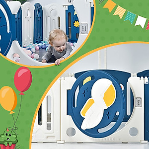 Baby Playpen, Upgrade Foldable Kids Activity Centre Safety Play Yard Home Indoor Outdoor Baby Fence Play Pen NO Gaps with Gate for Baby Boys Girls Toddlers (Blue)