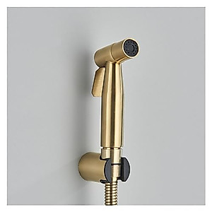 ifgswopq Brushed Gold Flush Kit Handheld Bidet Sprayer Stainless Steel Toilet Bidet Faucet Valve Spray Kit Hygienic Shower (Color : Brushed Nickel) (Black Full Set)