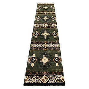 Southwestern Navajo Aztec Native American Geometric Area Rug Sage Green (2 Feet X 7 Feet Runner)