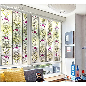 Glass Window Film 1/2/3/5M Decorative Window Film Static Cling Stained Glass Stickers Christmas Decorations for Home Window Privacy Film (Size : 45x100 cm)
