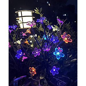 Solar Garden Lights Solar Outdoor Lights Decorative Flowers Fairy Garden Stake Waterproof Outside for Front Yard Landscape Path Pathway Walkway Backyard Cemetery Grave Christmas Decorations