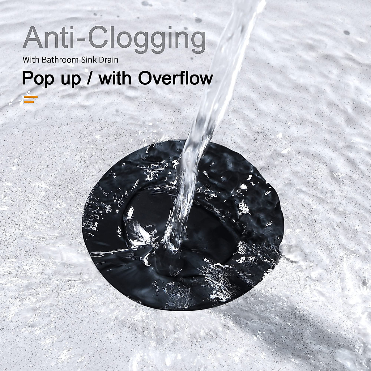 TIORIY Black Bathroom Faucets for 3 Holes Sink - 2-Handle Bathroom Sink Faucet with Drain for Sink 3 Hole, Waterfall Bathroom Faucet with Pop Up Sink Drain Stopper, Black Washbasin Faucet