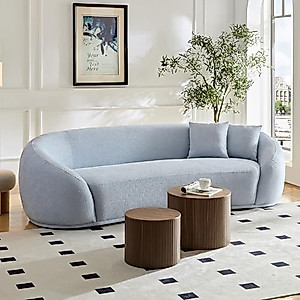 FANYE Stylish Curved Sofa Couch Comfortable Teddy Wool Upholstered Sofa&Couch for 4-5, Mid-Century Modern Living Room Sofá Oversized Beautiful Indoor Sofá&Couch, Easy to Assemble