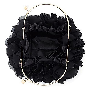 Yokawe Floral Clutch Purses for Women Satin Flower Evening Bag Party Prom Handbags (Black)