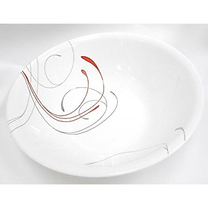 New Corelle Splendor 2-Qt Round 10 1/4" Serving Bowl-Energetic Red Gray Scrolls! ;#G344T3486G 34BG82G183755