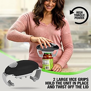 Robotwist Jar Openers Top Rated for Seniors, Automatic Jar Opener, Deluxe Model with Improved Torque, Robo Twist Kitchen Gadgets for Home, Handsfree Easy Jar Opener – Works on All Jar Sizes, Black