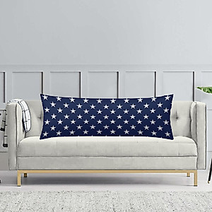 Blue Body Pillow Cover,Blue and White Stars Pattern,Farmhouse Long Pillow Case Protector with Zipper Decorative Soft Rectangle Bed Pillowcases for Bedroom,Couch,Sofa,Home Gifts 20"x54"