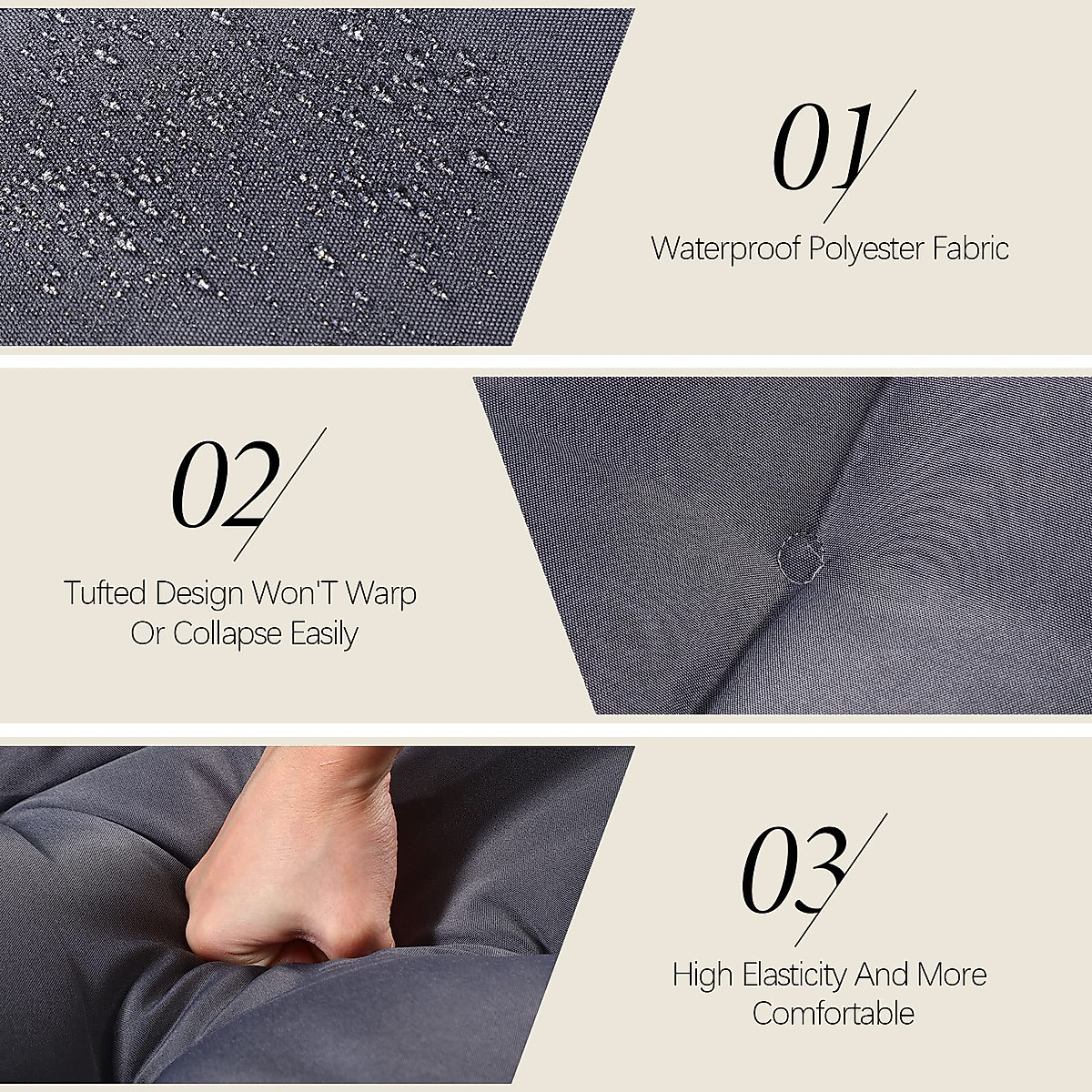 5 Pieces Wicker Patio Cushion Sets Include 1 Loveseat 2 U-Shape 2 Matching Chair Cushions Indoor Outdoor Tufted Settee Bench Cushions Replacement Loveseat Cushions for Outdoor Furniture (Light Gray)