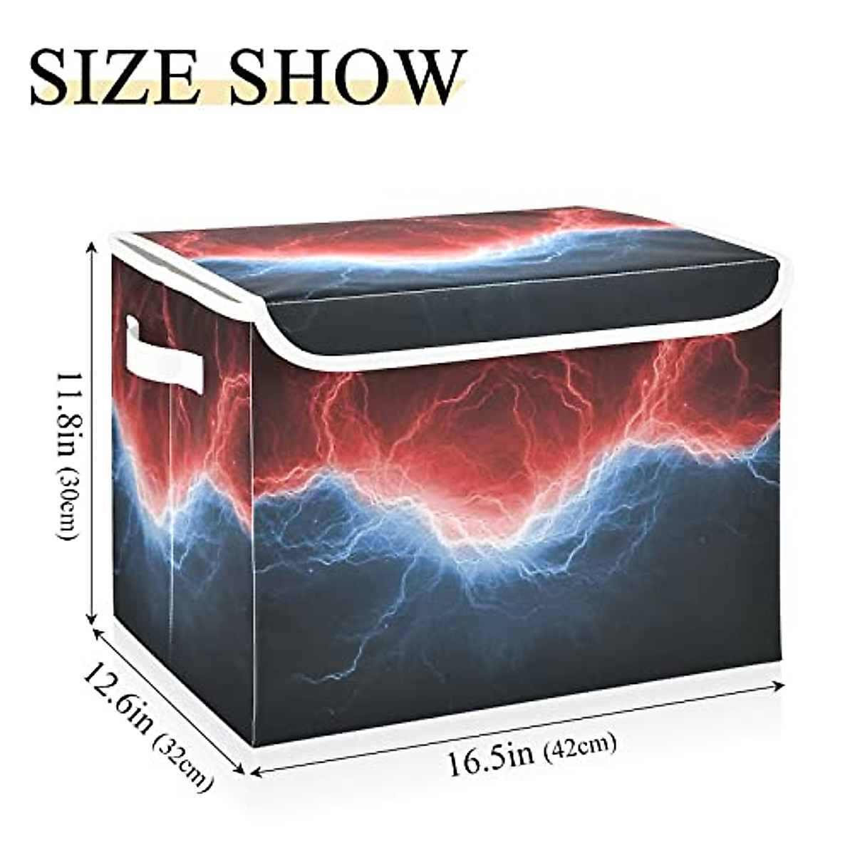 Kigai Lightning Red Blue Storage Baskets for Shelves Foldable Closet Basket Storage Bins with Lid for Clothes Home Office Toys Organizers