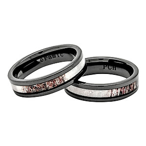 PCH Jewelers Deer Antler Ring in Black Ceramic 6mm Comfort Fit Wedding Band Size 7 to 12 (9.5)