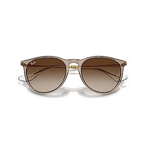 Ray-Ban RB4171F Erika Low Bridge Fit Round Sunglasses, Transparent Light Brown/Brown Gradient, 54 mm