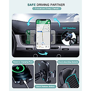 Diaclara Car Phone Holder Mount, [Military Sturdy, Firmly Grip & Never Slip] Universal Car Phone Mount, Metal Hook Clip Car Vent Phone Mount Compatible with All iPhone Samsung Android Smartphone