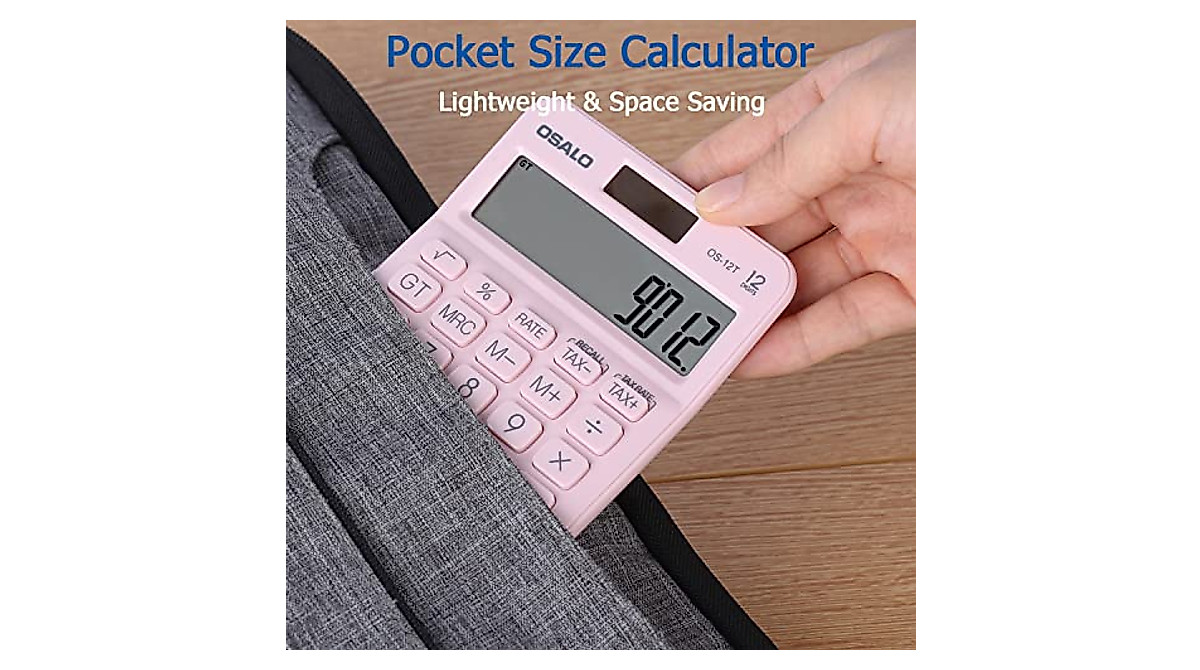 Pocket Small Desk Calculator - 12 Digit LCD Display