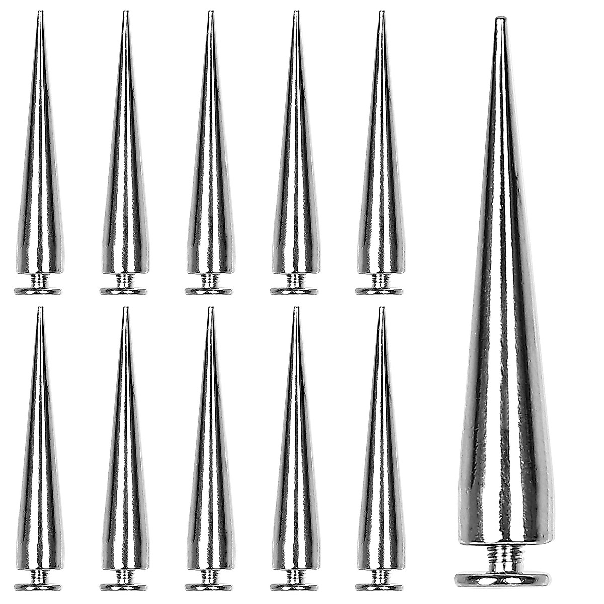 30PCS 40MM Spike and Studs Silver Cone Spikes Punk Bullet Large Leather Rivets Screwback Studs Screw on Cone for DIY Craft Clothing