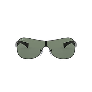 Ray-Ban RB3471 Shield Sunglasses, Gunmetal/Dark Green, 32 mm