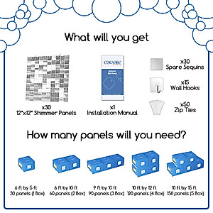 COKAOBE Silver Shimmer Wall Backdrop, 30PCS Square Sequin Shimmer Backdrop Panel, Sequin Backdrops for Birthday, Anniversary, Wedding, Graduation & Bachelorette Party Decoration