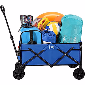 Rollefun Wagon Cart with Wheels Foldable - Collapsible Utility Wagon Heavy Duty, Folding Grocery Wagon, All Terrain Wagon Outdoor Camping Garden