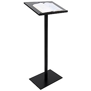 Displays2go CLRLECBNDB Floor Standing Speaking Podium, Slanted Top, Quick Assembly, Black