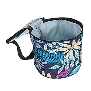 HEEPDD Yarn Storage Tote, Yarn Ball Needle Sundries Finishing Storage Tool Household Leaf Pattern Oxford Cloth Bucket Storage Tote Bag for Yarn Storage(Small Drum)