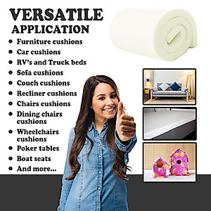 Greaton, 5” High Density Foam Only, Versatile Application Like Mattress, Cushions, RV, Sofa, Chair, Campaign, Full, White