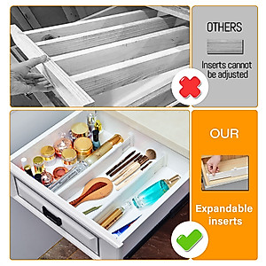 HiYZ Expandable Drawer Dividers, Large Kitchen Utensils Drawer Divider, 2.36" High Adjustable Drawer Organizers Separators for Clothing,Kitchen Utensils,Tools,3 Long Dividers(12.6"-22.8")