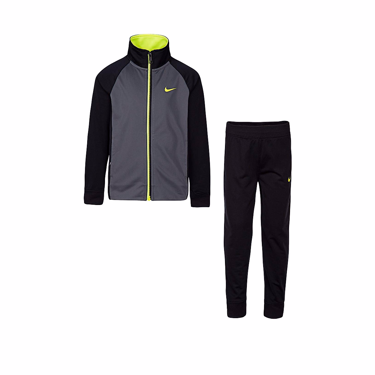 NIKE Boy's Futura Tricot Jacket and Pants Set (Anthracite (86E132-023) /Black/Anthracite/Volt, 6)