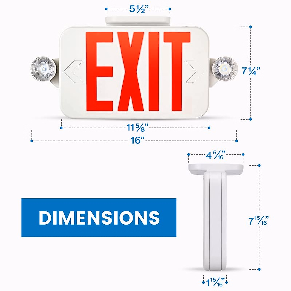 Ciata Lighting Emergency Exit Lights with Battery Backup - High Visibility Fire Exit Signs - Universal Emergency Lights for Business or Residential - Rechargeable Exit Sign Battery Included - 6 Pack