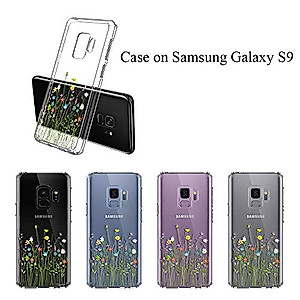 Unov Galaxy S9 Case Clear with Design Soft TPU Shock Absorption Slim Embossed Floral Pattern Protective Back Cover for Galaxy S9 (Flower Bouquet)