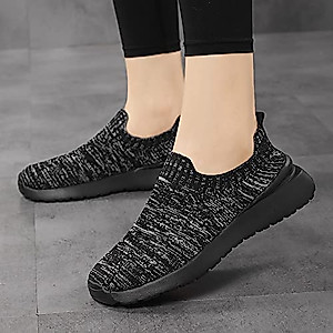 Casual Sneakers Womens Shoes Solid Color Fashion Casual Shoes Mesh Woven Hollow Breathable Fashion Flat Casual Sport Shoes Loafers Casual Walking Shoes (Black, 7.5)