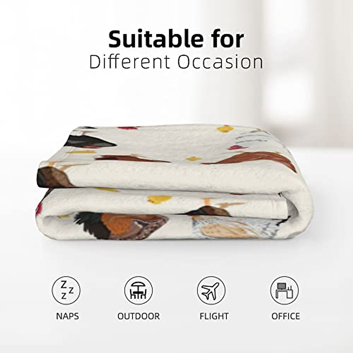 KOPOEELK Chicken Blanket for Kids, Cute Chicken Throw Blanket, Chicken Gifts for Chicken Lovers, Soft Cozy Flannel Throw Blanket for Chicken Decor 50x40 Inches