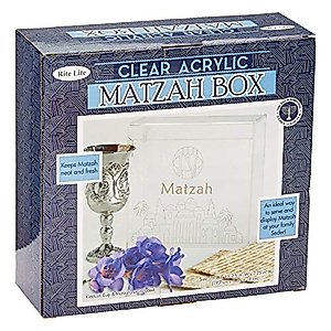 Rite Lite Passover Acrylic Flip Top Matzah Box Decor For Pesach/ Pesach Seder (1 Pack)