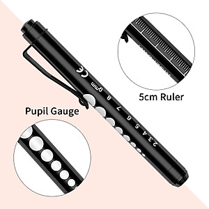 RISEMART 3packs Pen Lights for Nurses, Reusable Medical Pen Light with Pupil Gauge and Ruler, White Light LED Penlight for Nurse Student Doctors EMT(Black/Gold/White)