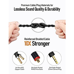 Audiovance Vibes 201 Wired Earbuds in Ear Headphones, Noise Cancelling Bass Driven HiFi Earphones, Tangle-Free Braided Cord, Carry Case, Ear Buds Tips, 3.5mm Jack, Secure Fit (Clear Brown, No Mic)