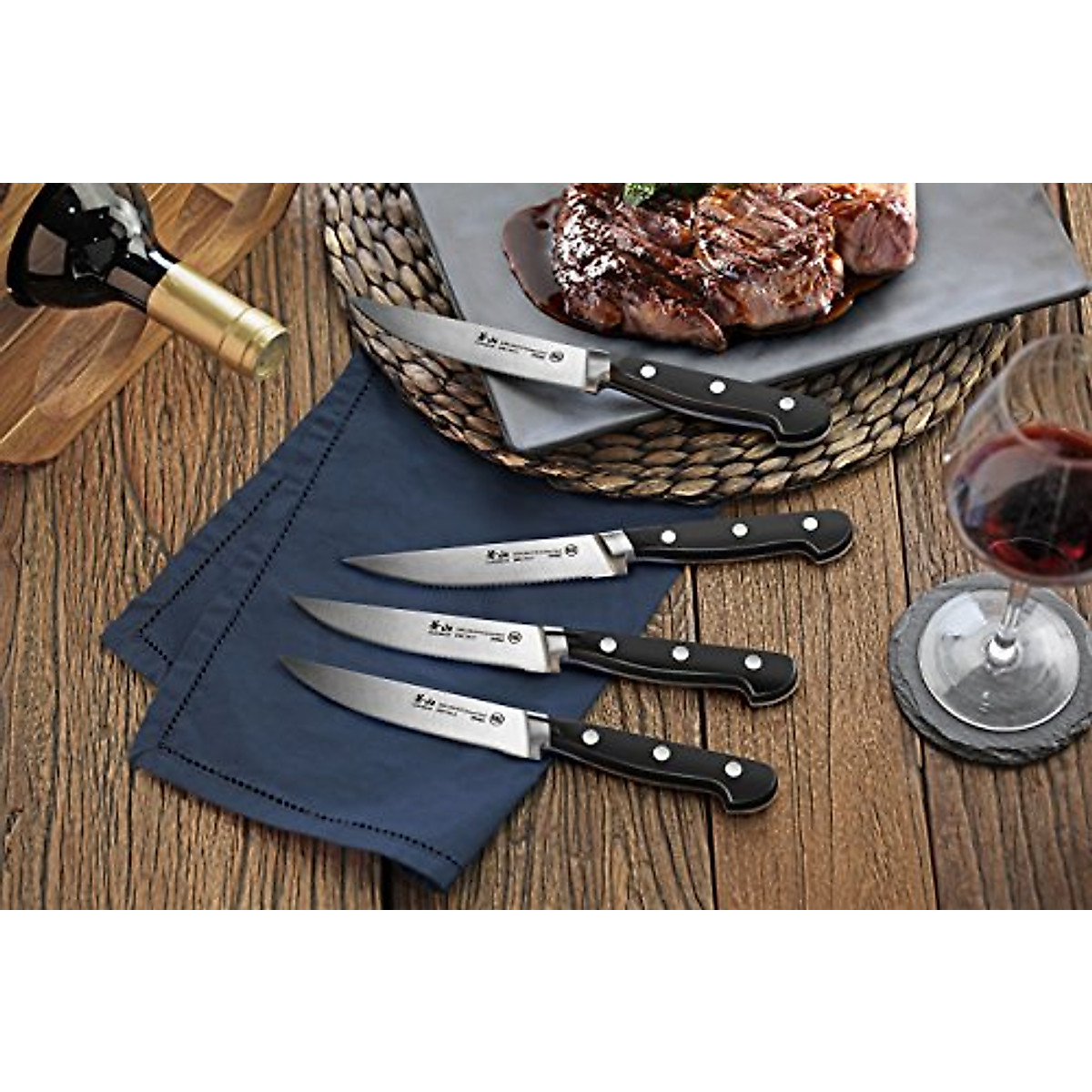 Cangshan V2 Series 1020373 German Steel Forged 4-Piece Steak Knife Set, 5-Inch Blade