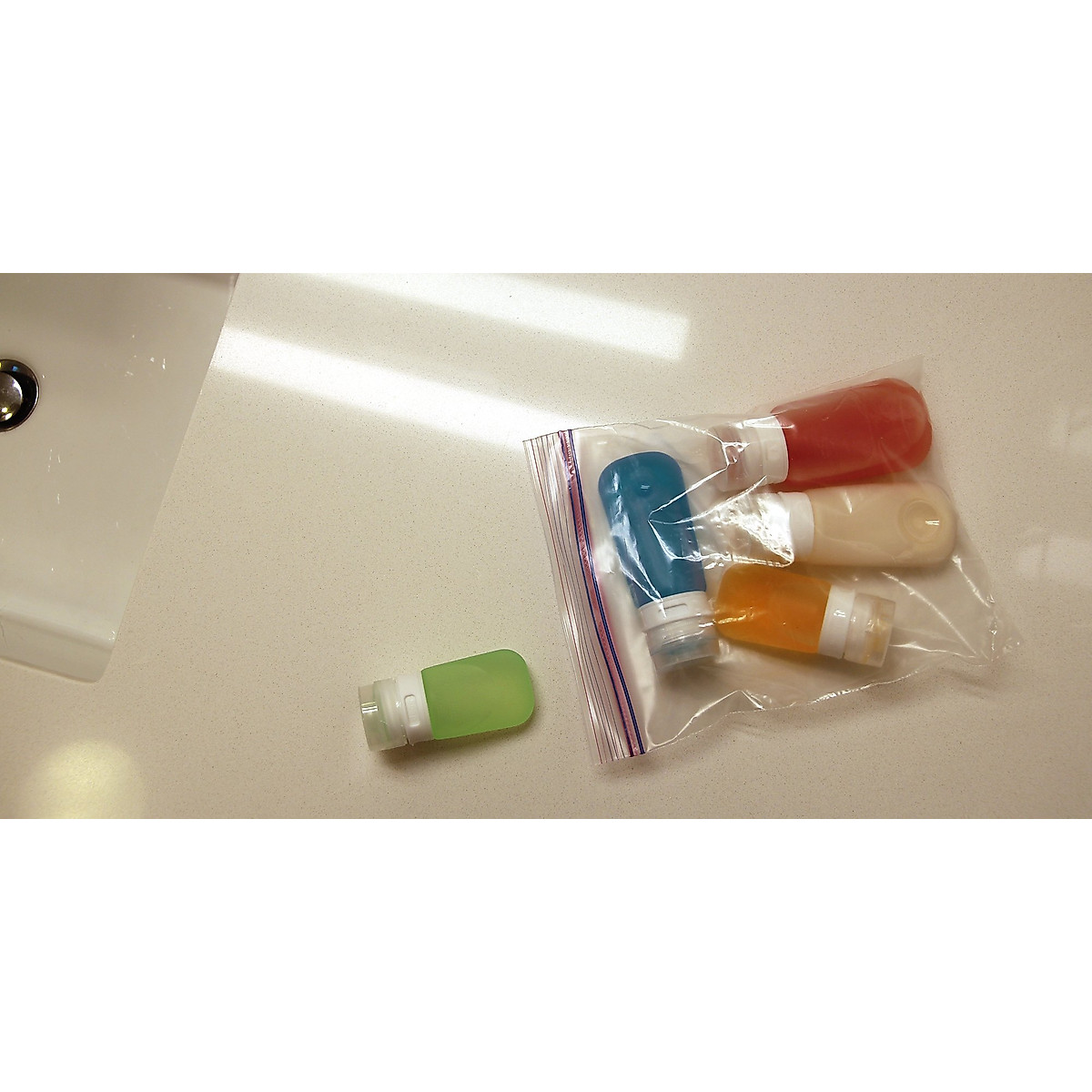 humangear GoToob Refillable Silicone, Clear/Green/Blue, Large (3oz),HG0187