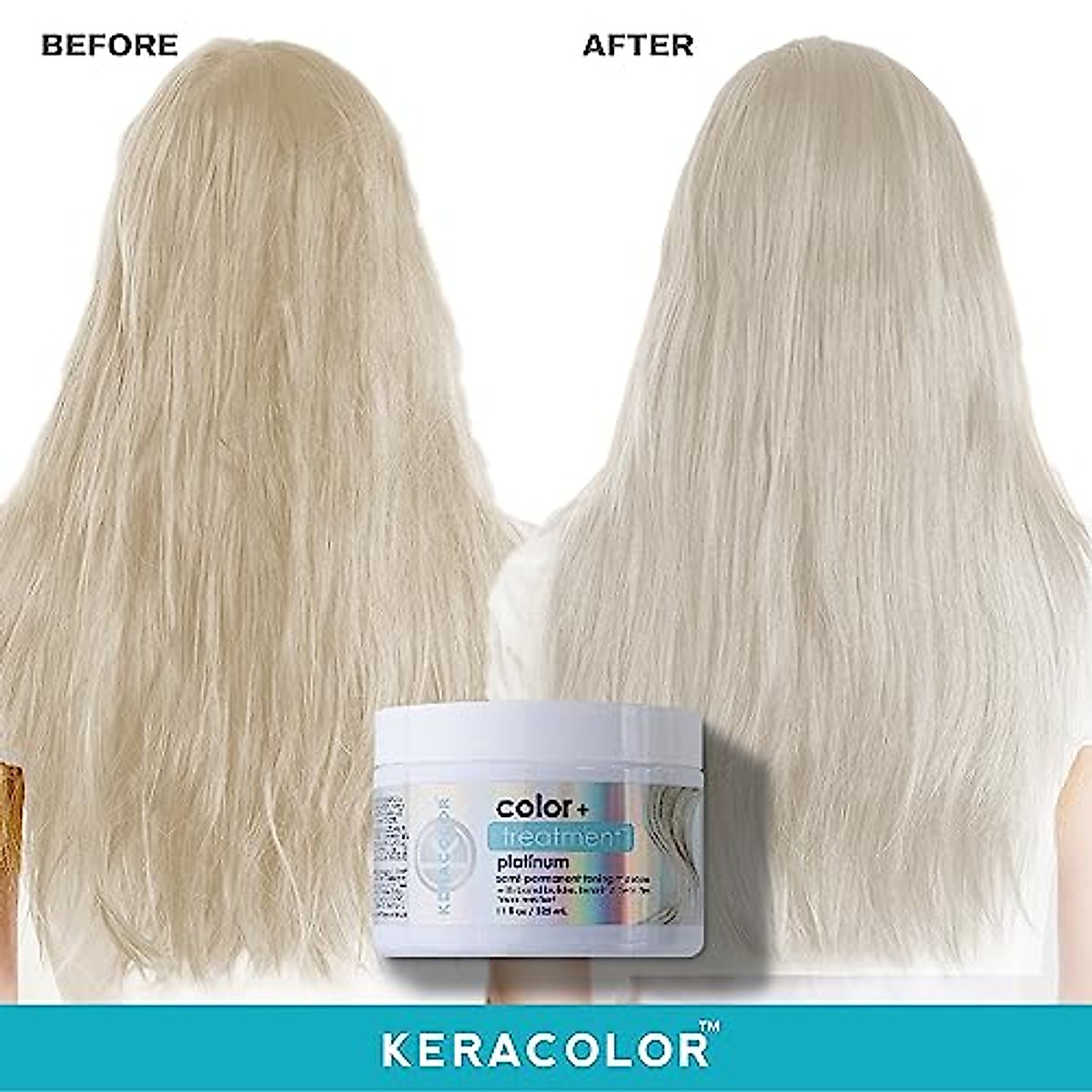 Keracolor Color + Treatment PLATINUM - Highly Pigmented Semi-Permanent Color Masque for Vibrant, Hydrated Hair, 11 Fl Oz