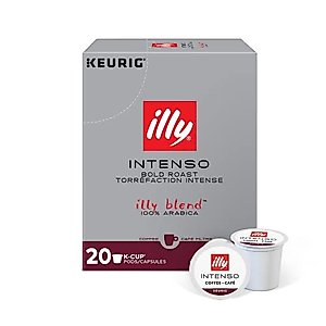Illy Intense & Robust, Intenso Dark Roast Coffee K-Cups, Made With 100% Arabica Coffee, All-Natural, No Preservatives, Coffee Pods for Keurig Coffee Machines, 20 K Cup Pods (Pack of 1)