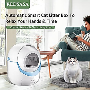 REDSASA Self Cleaning Cat Litter Box for Multiple Cats, Automatic Cat Litter Box with APP Control, Auto Clean Robot Litter Box Compatible for Various Cat Litters…