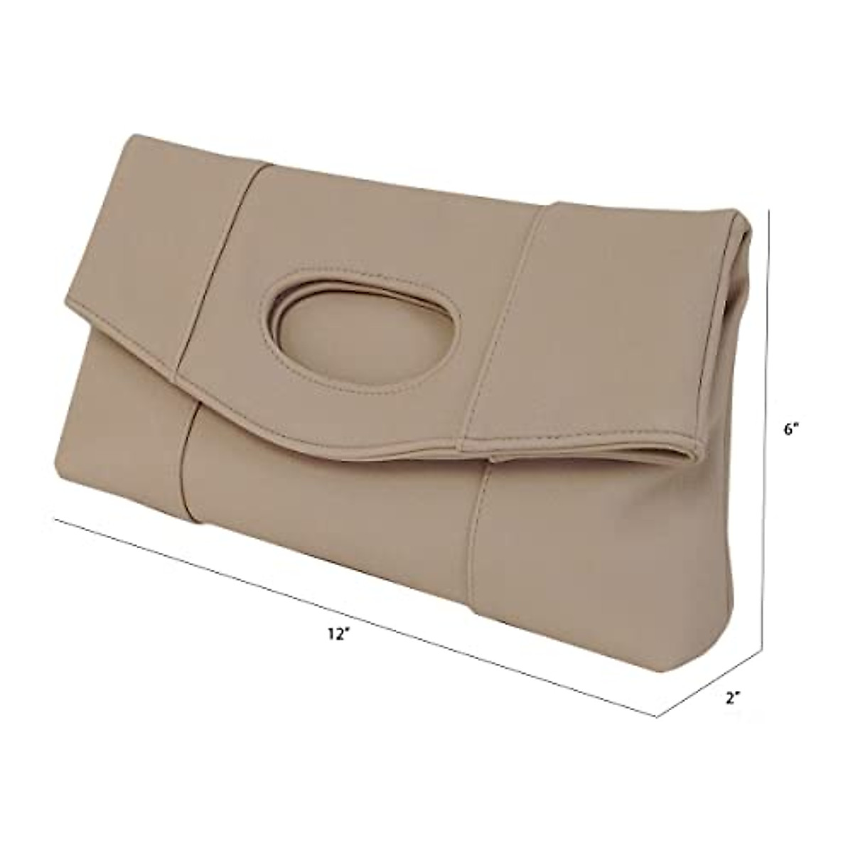 JNB Synthetic Leather Fold Over Clutch, Beige