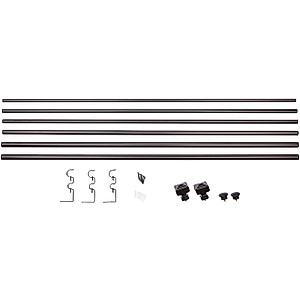 Amazon Basics 1" Double Curtain Rod with Square Finials - 72" to 144", Dark Bronze (Espresso)