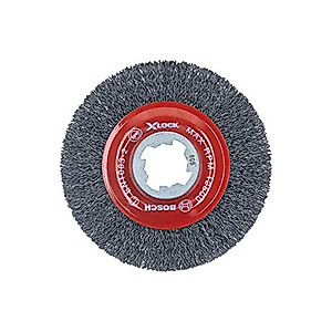 BOSCH WBX418 4-1/2 In. X-LOCK Arbor Tempered Steel Crimped Wire Wheel For Applications in De-burring, Removing Oxides, Flash Removal, Edge Blending