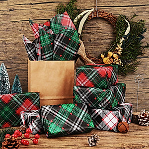 Bolsome 90 Sheets Christmas Buffalo Plaid Tissue Bulk for Gift Wrapping, Red Black White Green Plaid Tissue Paper for Gift Bags, Rustic Tissue Paper for Winter Holidays Xmas New Year DIY Craft
